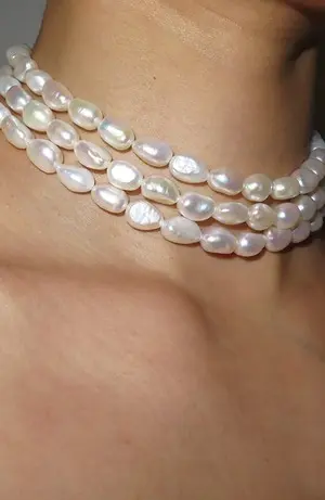 RIMOR JEWELRY Three-row Baroque Pearl Choker