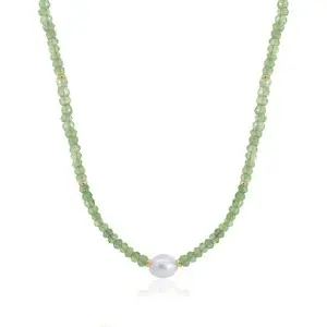 THE LOVERY FINE JEWELRY 14k Yellow Gold Bead Pearl Necklace - Peridot