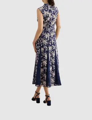 HOBBS LONDON Quin Sleeveless V-neck Embroidered Midi Dress - Midnight Blush
