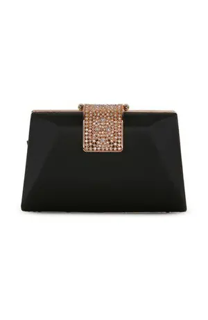 Badgley Mischka Amira Faceted Minaudiere Clutch - Black