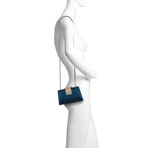 Badgley Mischka Amira Faceted Minaudiere Clutch - Teal