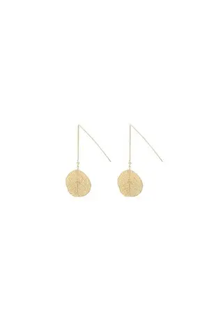 BEARFRUIT JEWELRY Sienna Leaf Disc Threader Earrings - Gold