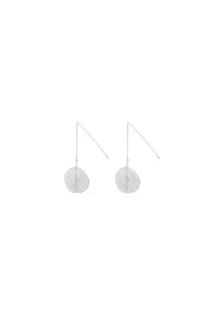 BEARFRUIT JEWELRY Sienna Leaf Disc Threader Earrings - Silver