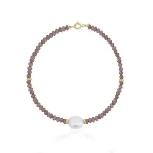 THE LOVERY FINE JEWELRY 14k Yellow Gold Bead Pearl Bracelet - Garnet