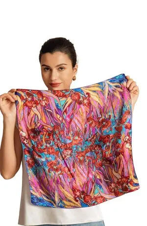 SILKSILKY Pure Silk Abstract Square Scarf - Multi