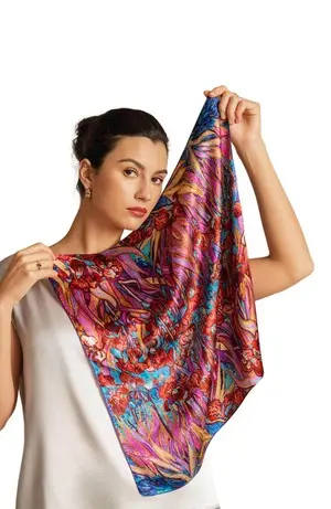 SILKSILKY Pure Silk Abstract Square Scarf - Multi