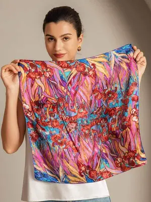 SILKSILKY Pure Silk Abstract Square Scarf - Multi