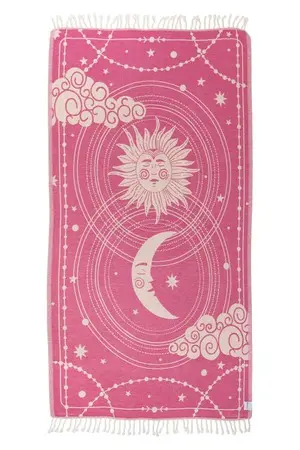 INFUSEZEN Celestial Sun And Moon Sand Resistant Organic Turkish Towel - Fuchsia