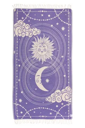 INFUSEZEN Celestial Sun And Moon Sand Resistant Organic Turkish Towel - Purple