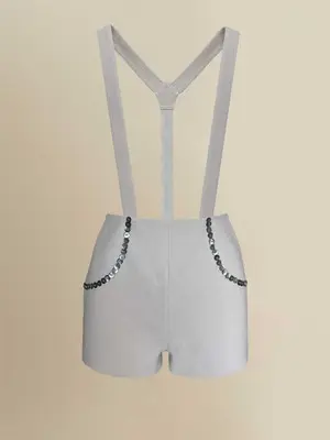CONTESSA MILLS Ginny Tailored Mid-rise Removable Suspender Shorts