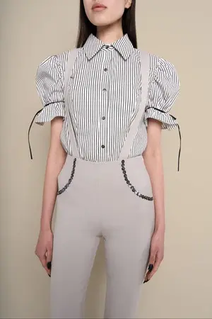 CONTESSA MILLS Slim-fit Flared Trousers With Removable Suspenders
