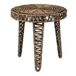 JONATHAN Y Amara Bohemian Handwoven Round End Table - Brown