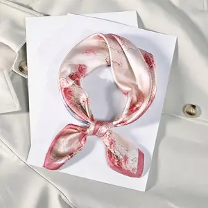SILKSILKY Pure Silk Delicate Square Scarf Medium Pink