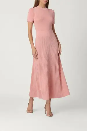 Shoshanna Fine Gauge Shimmer Knit Darby Dress - Soft Peach