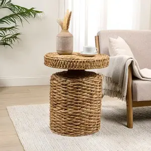 JONATHAN Y Marisol Bohemian Woven Round Accent Table