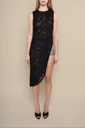 CONTESSA MILLS Fleur Sheer Italian Lace Asymmetrical Sleeveless Top