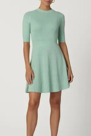 Shoshanna Fine Gauge Shimmer Knit Warren Mini Dress - Soft Mint