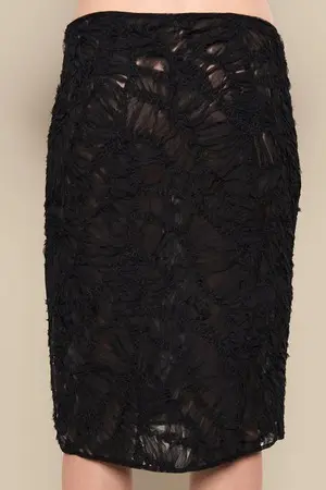 CONTESSA MILLS Abstract Lace Midi Pencil Skirt