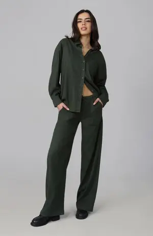 LOLA DENIM Remy Mid Rise Wide Leg Trouser - Command Sage