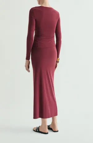 SCALPERS Midi Cupro Skirt With Brooch