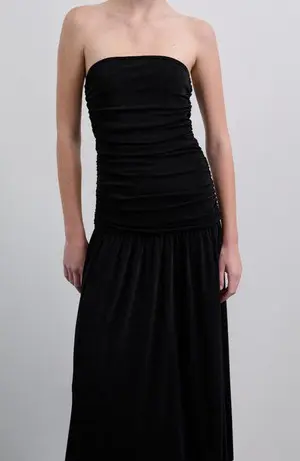 SCALPERS Gathered Knit Midi Dress - Black