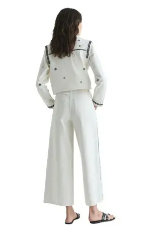 SCALPERS Contrast Embroidered Wide Leg Jeans