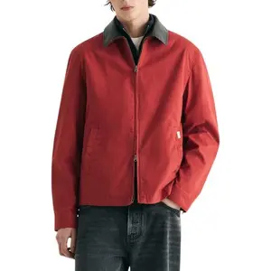 SCALPERS Contrast Collar Bomber Jacket - Red