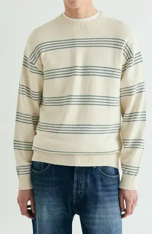 SCALPERS Striped Cotton Sweater - Offwhite