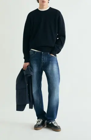 SCALPERS Textured Knit Cotton Sweater - Navy