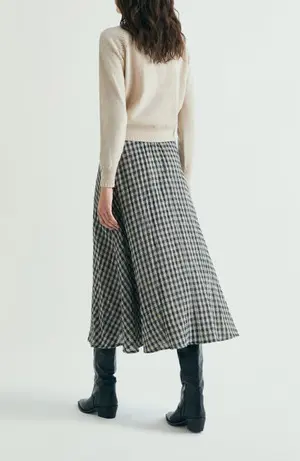 SCALPERS Plaid Pleated Midi Skirt