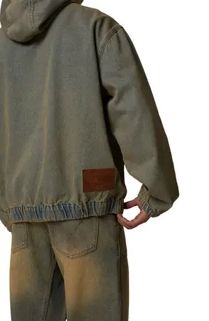 GOOD FOR NOTHING Oversized Denim Pullover Hoodie