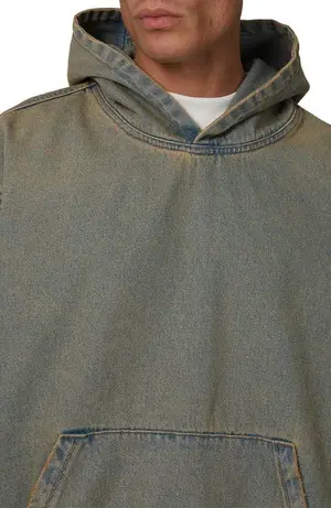 GOOD FOR NOTHING Oversized Denim Pullover Hoodie