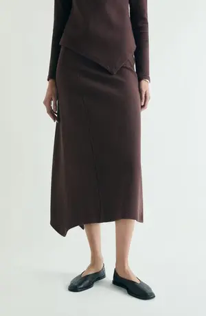 SCALPERS Asymmetrical Knit Midi Skirt