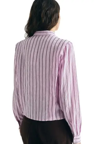 SCALPERS Striped Shirt With Shoulder Pad Effect