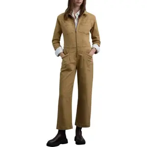 SCALPERS Straight Cut Wide Leg Jumpsuit With Front Zipper - Mustard