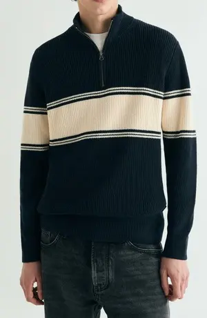 SCALPERS Striped Knit Turtleneck Sweater