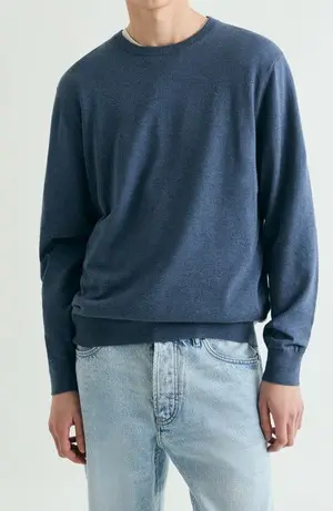 SCALPERS Ribbed Supima Sweater - Blue