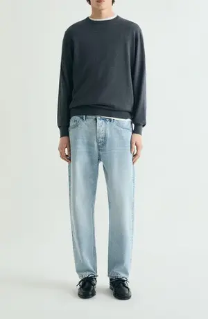SCALPERS Ribbed Supima Sweater - Navy