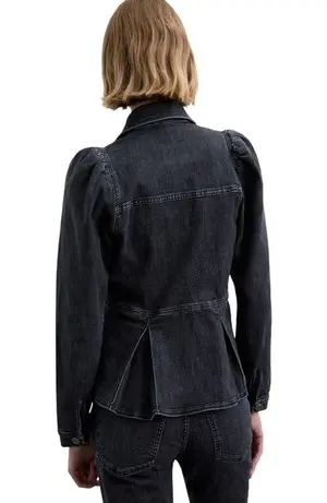 SCALPERS Puffed Sleeve Denim Shirt - Darkgrey
