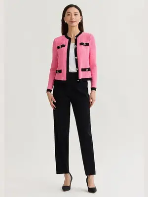Misook Heritage Eyelet Recycled Knit Jacket