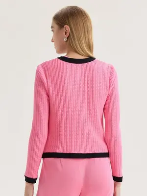 Misook Heritage Eyelet Recycled Knit Jacket