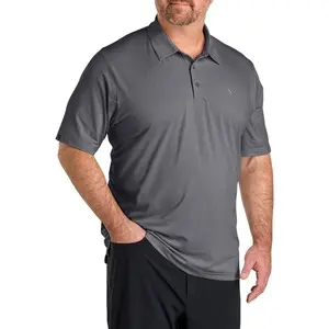 CALLAWAY Big & Tall Heathered Jacquard Polo Shirt - Black Heather