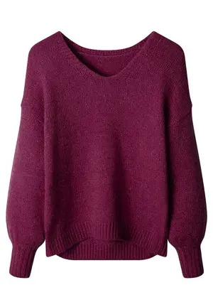 JOE BROWNS V-neck Pullover Sweater With Dropped Shoulders And Blouson Sleeves
