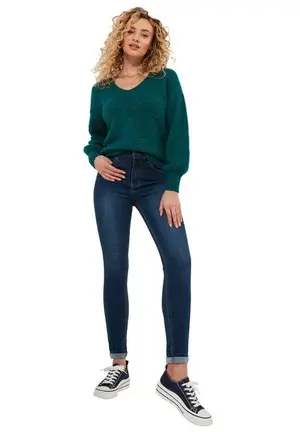 JOE BROWNS V-neck Pullover Sweater With Blouson Sleeves