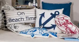 BEACHCOMBERS Lobster Cotton Blend Mini Accent Pillow 10" X 16