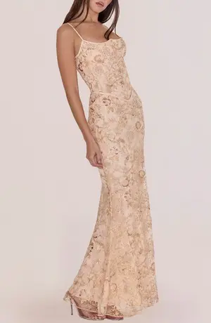 House Of Cb Naima Sequin And Bead Embellished Gown