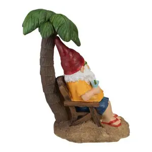 NORTHLIGHT 12.25" Tropical Gnome With Palm Tree Outdoor Garden Statue