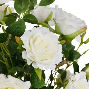 NORTHLIGHT Potted Floral Artificial Roses In Bloom Garden Treewhite4