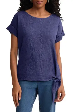 Jones New York Textured Dolman Top - Pacific Navy