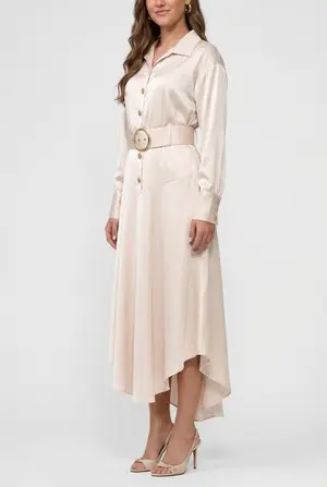 Rachel Rachel Roy Gilian Long Sleeve Satin Shirt Dress